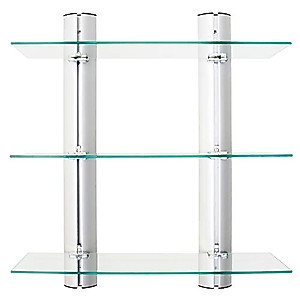 Danya B HA83163 Bathroom Shelving Unit – Decorative Wall-Mount 3-Tier Adjustable Glass Wall Shelves on Aluminum Bars – Bathroom Shelf, Wall Mount Shelf