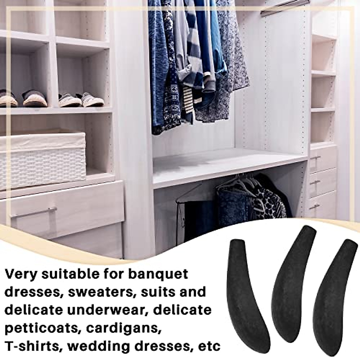 Velvet Hangers Shoulder Form Hanger Shoulder Shaper Black Hanger Pads Flocking and Plastic Hanger Shoulder Protectors for Velvet Flocking Hangers Measuring 0.2 Inch in Thickness (16)