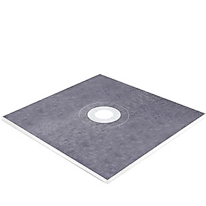 VEVOR Shower Curb Kit, 48"x48" Watertight Shower Curb Overlay with 4" PVC Central Bonding Flange, 4" Stainless Steel Grate, 2 Cuttable Shower Curb and Trowel, Shower Pan Slope Sticks Fit for Bathroom
