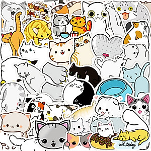 Animal Stickers for Kids, 50PCS Cute Cat Stickers for Water Bottles, Cartoon Kitten Laptop Skateboard Car Bike Helmet Luggage Waterproof Sticker DIY Graffiti Stickers Packs for Girls Teens Students