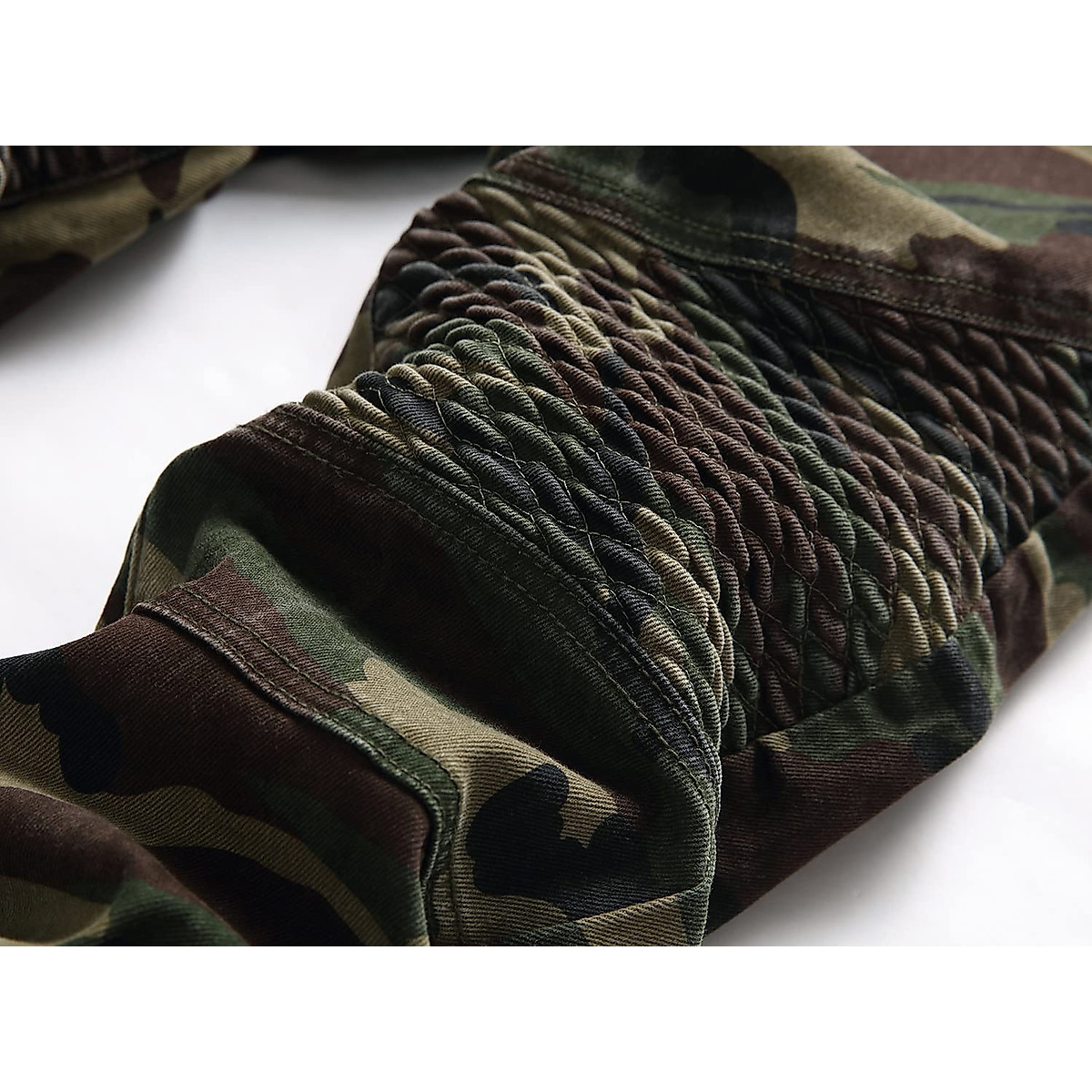 AITITIA Men's Regular Fit Biker Jeans (1544 Camo, 32)