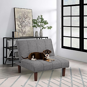 Small Futon Sofa Couch,Upholstered Convertible Modern Futon Chair, Armless Comfy Mini Sofa Couches for Small Spaces Living Room Apartment ,Office Studio Dorm ,Kids Room,Gray Dog Cat Couch Bed 305DR1
