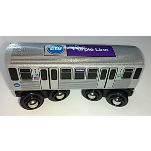 MUNI PALS Munipals Chicago Transit Authority Wooden Railway Purple Line–Child Safe and Tested Wood Toy Train