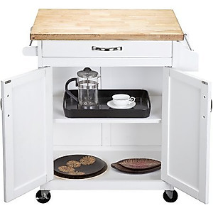 Kitchen Cart Rolling Island Storage Unit Cabinet Utility Portable Home Microwave Wheels Butcher Wood Top Drawer Shelf