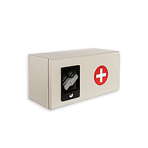 Medicine Lock Box for Medication Lock Box with Key - Wall Mounted Locking First Aid Medicine Cabinet, Secured Prescription Storage for Peace of Mind Around Kids at Home, School (White)