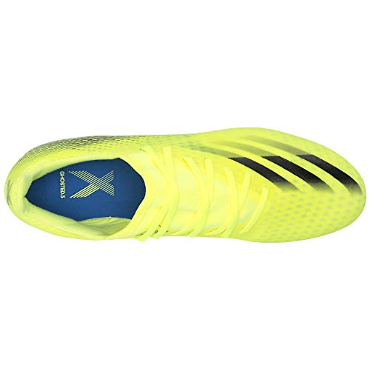 adidas Men's X GHOSTED.3 Soccer Shoe, Solar Yellow/Black/Team Royal Blue(Firm Ground), 8.5