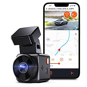 Vantrue E1 Lite 1080P WiFi Mini Dash Cam with GPS and Speed, Free APP, Voice Control Front Car Dash Camera, 24 Hours Parking Mode, Night Vision, Motion Detection, Loop Recording, Support 512GB Max