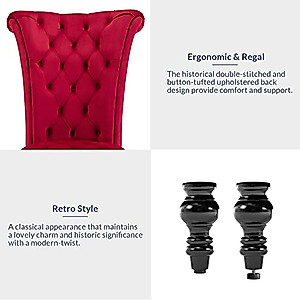 BELLEZE Modern Gothic Style Velvet Accent Chair, Elegant Seating with High Back & Button Details, Contemporary Design for Living Room, Bedroom, Fireplace - Tufted (Red)