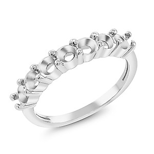 Gem Stone King 925 Sterling Silver Customized and Personalized 7 Round Gemstone Birthstone Wedding Engagement Solitaire Anniversary Promise Ring For Women (Size 9)