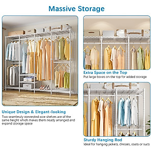 VIPEK V40 Wire Garment Rack Heavy Duty Clothes Rack for Hanging Clothes, Multi-Functional Bedroom Clothing Rack Freestanding Closet Wardrobe Rack, 76" L x 15.7" W x 76.4" H, Max Load 1110lbs, White