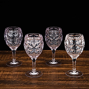 mcyiqihai 14-ounce Diamond Acrylic Wine Glasses-Plastic Stem Wine Glasses,All Purpose,set of 6Clear,BPA Free