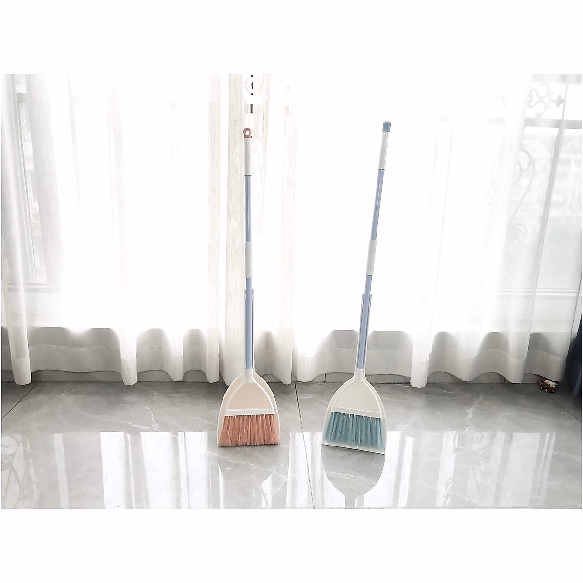 BSMstone Kids Broom and Dustpan Set-Mini Dustpan and Broom for Children Housekeeping Pretend Play Cleaning Tools Set (Blue)