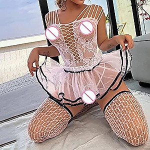 Women's Sexy Lingerie Mesh Sheer Chemise Naughty Sex Babydoll Teddy Slutty See Through Nighty Underwear Mini Dress Nightie Goth Honeymoon Nightgown Slutty Bdsm Cheeky Underwear Black