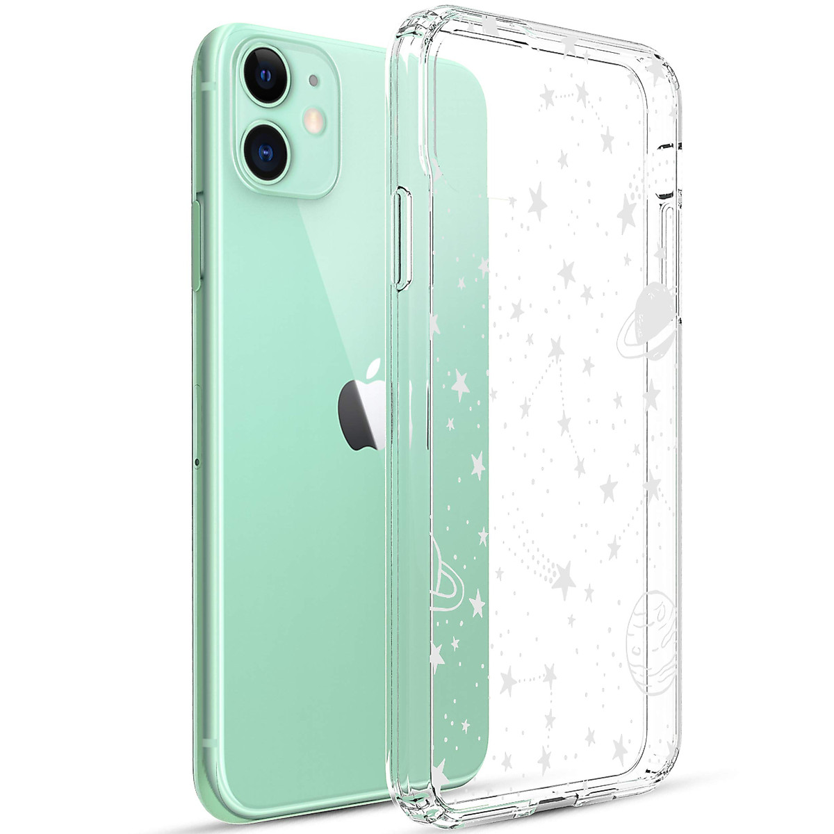 RANZ iPhone 11 Case, Anti-Scratch Shockproof Series Clear Hard PC+ TPU Bumper Protective Cover Case for iPhone 11 - Universe