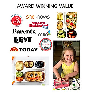 kinsho Bento Box Lunch Boxes and Snack Containers, Value Pack for Kids Girls Boys | Leakproof Portion Boxes for School Pre-School Toddler Daycare Travel, BPA Free | Set of 4, Pink Purple