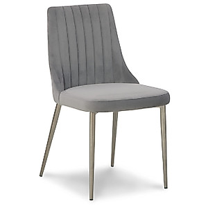 Signature Design by Ashley Barchoni Classic Upholstered Dining Chair with Metal Frame, Set of 2, Metallic & Gray