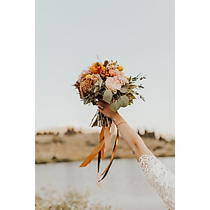 HUIHUANG Burnt Orange Ribbon 1 inch Double-Faced Satin Ribbon 50 Yards Orange Silk Satin Ribbon for Fall Wedding, Gift Wrapping, Flower Bouquet, Invitations, Holiday Decor, Hairs, Bows Making