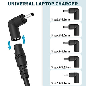 65W 45W 33W Laptop Charger for Asus, with 5 Different Round Connectors for Asus VivoBook ZenBook Chromebook and More Notebook Replacement Power Supply Adapter