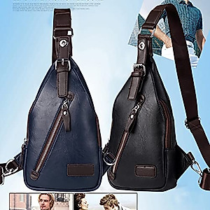 Mens Sling Bags Crossbody Man Women Outdoor Multifunctional Sling Backpack Leather Sling Bag Shoulder Bag For Men Large(3A-Blue,One Size)