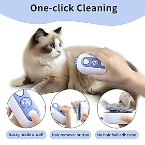 Bobopal Cat Steam Brush, 3 In 1 Cat Brush for Shedding, Self-Cleaning Cat Dog Grooming Brush, Steamy Pet Brush for Long & Short Haired Cats & Dogs Hair Removal Comb with Water Tank Anti-Static, Blue