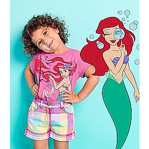 Disney Princess T-Shirts (4-Pack) Girls Short Sleeve Aurora, Cinderella, Snow White, Jasmine, Rapunzel, Ariel, Moana, Tiana 4T Lb/Pk/Y/T SS