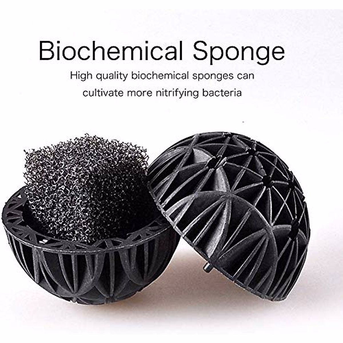 CESFONJER 90Pcs Bio Balls Filter Media with Sponge Aquarium Filter Media Tank Bio Balls, for Fish Tank, Aquarium, Pond Filter Media (18mm) + 2 Pcs Aquarium Media Filter Bag
