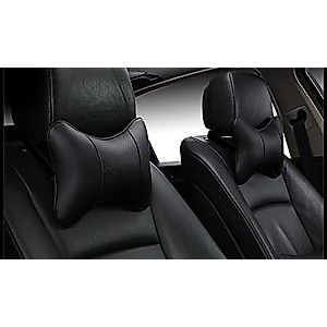 yuhuru Car Neck Pillows Both Side Pu Leather 2pieces Pack Headrest Fit for Most Cars Filled Fiber Universal Car Pillow (Black)