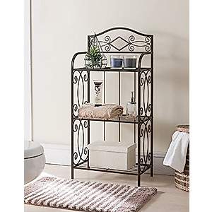 Kings Brand Pewter Metal 3 Tier Shelf Free Standing Towel Rack Stand Organizer