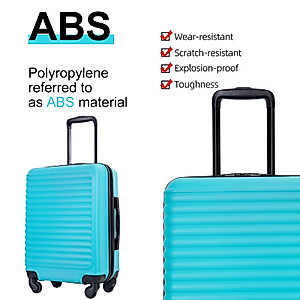 Tripcomp Carry On Luggage Lightweight Hardside suitcase with Spinner Wheels, Carry-On 20-inch, Turquoise