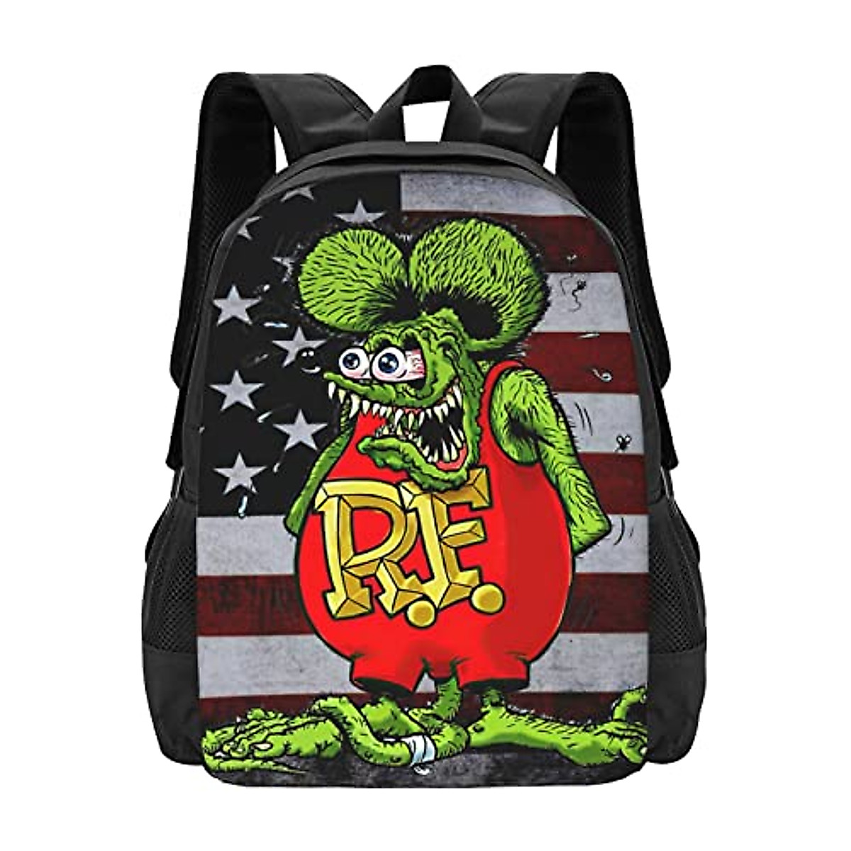 Rat Anime Cute Fink Backpack Computer Bag Shoulders Daypack Business Unisex Backpack Lightweight 3D Print Backpack Gifts with Bottle Side Pockets