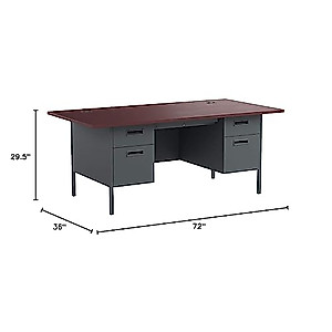 HON Metro Classic Series 72 by 36 by 29-1/2-Inch Double Pedestal Desk, Mahogany
