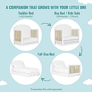 Dream On Me JPMA & Greenguard Gold Certified Milton 5-in-1 Convertible Crib Made with Sustainable New Zealand Pinewood in White and Natural, Non-Toxic Finish