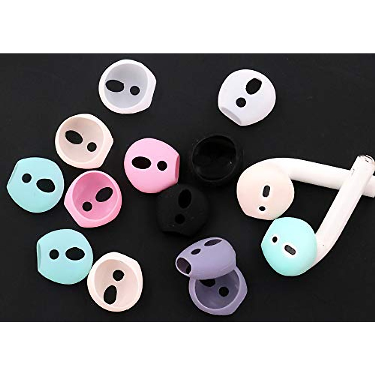 IiEXCEL [ Fit in Case ] 6 Pairs Thin Replacement Eartips Slim Gel Earbuds Ear Tips Skin Accessories Compatible with AirPods 1 and 2 [Fit in Charging Case] 6 Multicolor