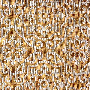 Nicole Miller New York Patio Country Danica Transitional Geometric Indoor/Outdoor Area Rug, Yellow/White, 7'9"x10'2"