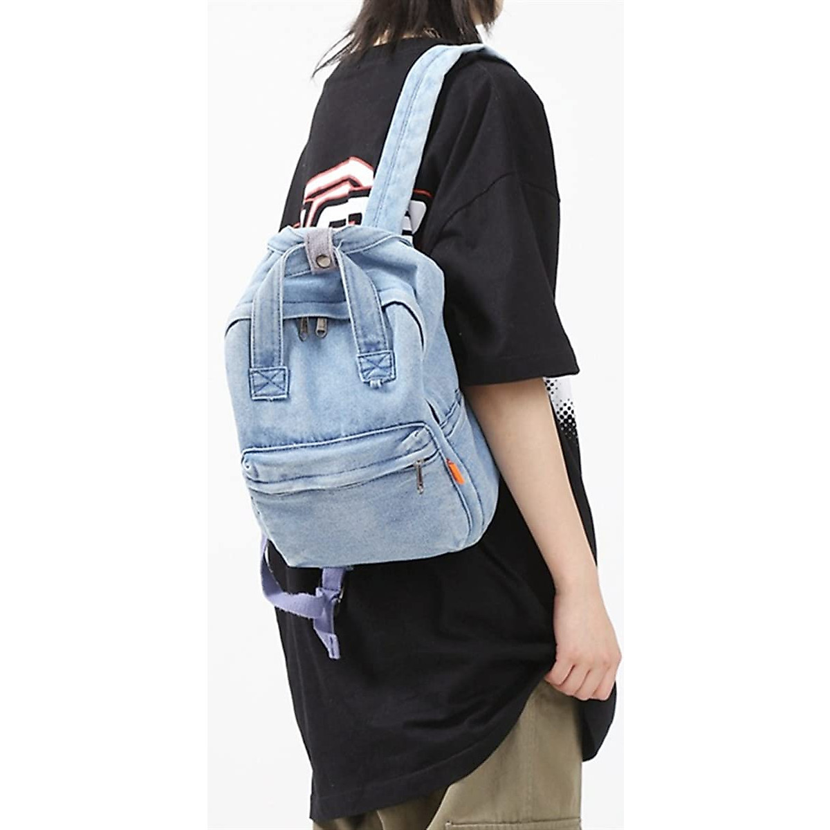 MaxxCloud Vintage Denim Rucksack Mini Jeans Backpack Satchel Hiking Daypack Travel Bag Small Handbag Purse (585)