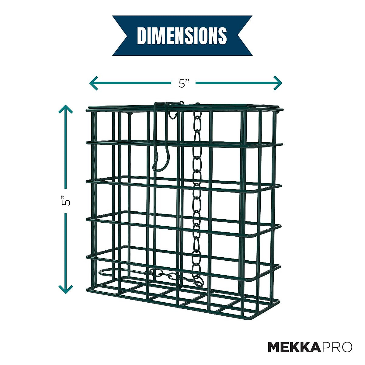 MEKKAPRO Suet Feeder with Hanging Metal Roof, One Suet Capacity, Suet Bird Feeder for Outside Hanging Water Resistant, Hanging Bird Feeder - Wild Bird Feeder Easy to Use Suet Cage (Single)