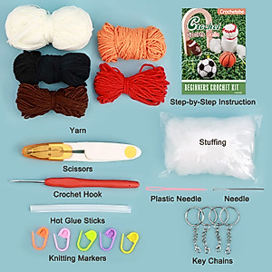 Crochetobe Crochet Kit for Beginners - 4 PCS Sports Balls Crochet, Complete Crochet Set includes Step-by-Step Instructions and Video Tutorials, Beginner Crochet Kit for Adults (Patent Product)