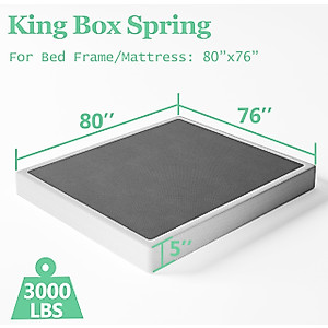 LIJQCI King Box Spring and Cover Set, 5 Inch Metal King Size Box Spring Only, Low Profile Heavy Duty Bed Base Structure, Non-Slip, Noise Free, Easy Assembly