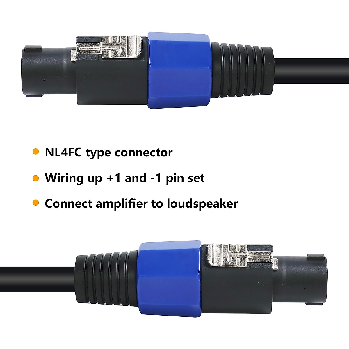 HBU 1 Pack 50 Feet Speakon to Speakon Cable - 50FT Studio Stage NL4FC Type Speak-On Male to Male Connection Wire - Live House PA DJ Loudspeaker Amplifier Audio Locking Extension Wiring 16 AWG