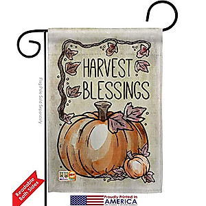 Breeze Decor Harvest Blessings Garden House Flags Set Falltime Autumn Scarecrow Pumkins Sunflower Leaves Season Autumntime Gathering Small Decorative Gift Yard Banner Double-Sided Made in USA 28 X 40
