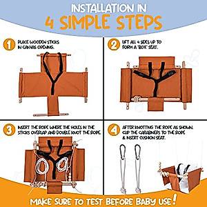 Canvas Baby Swing Seat with Safety Harness, Ceiling Hardwares, Storage Bag Toddler Swing Seat Indoor Toddler Swings for Outside Baby Swing Outdoor Infant Swing Outdoor Baby Swings for Infants Outdoor