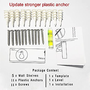 HAO Small Floating Shelf 6 inch Wall Mounted Mini Hanging Display Shelves for Living Room Bedroom Bathroom Set of 5 White