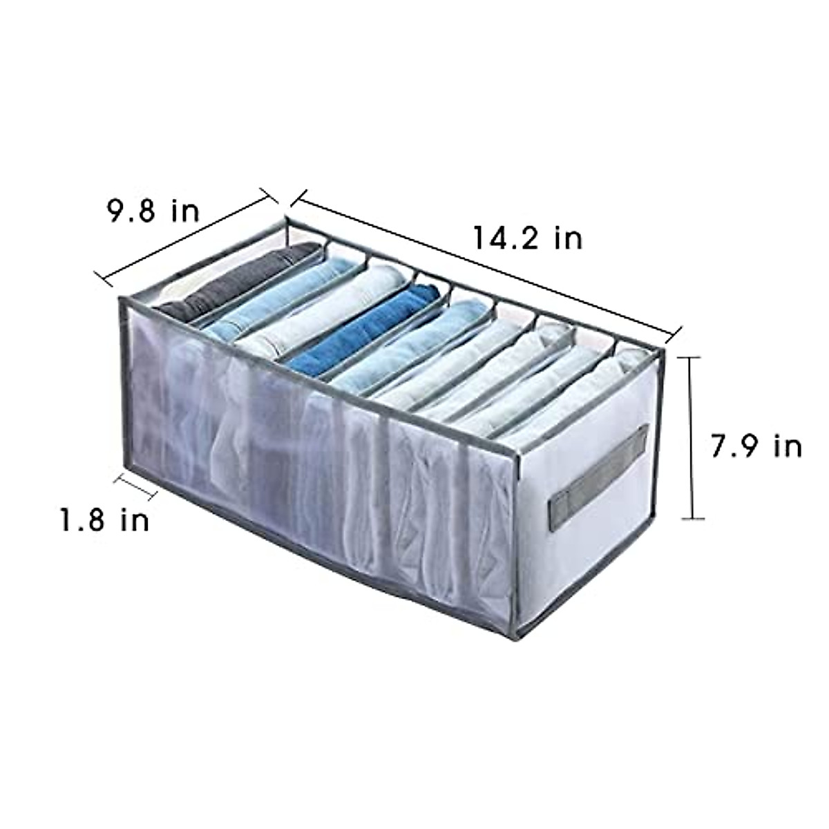 Large Capacity Clothes Organizer, 9Compartment Jeans Drawer Organizer - 2 Pack for Folding Clothes Wardrobe Drawer Storage Box Clothes Organizer for Shirts Pants