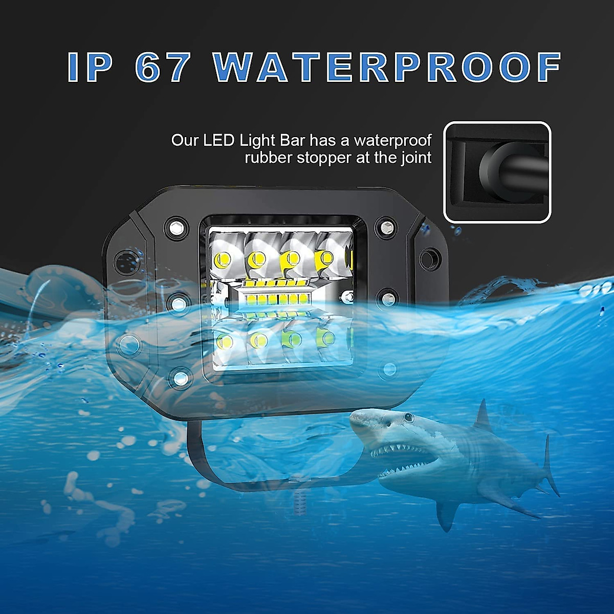 LED Light Bar TURBO SII 4Pcs 3x3 4.5inch LED Lights Cube Pods Flush Mount Spot Beam Offroad Backup Driving Lighting Front Bumper Bullbar Roof Rack for ATV UTV Pickup Jeep Truck Tacoma Chevy Silverado