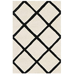 SAFAVIEH Chatham Collection 8' x 10' Black/Ivory CHT720K Handmade Diamond Trellis Premium Wool Area Rug