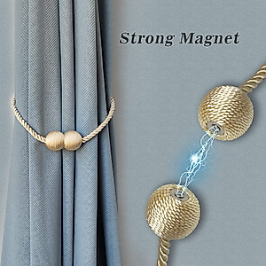 Hion Magnetic Curtain Tiebacks Grey 2pcs, Curtain Tiebacks Buckles Holdbacks Holders Hooks Clip for Home Bedroom Office Decorative Curtain