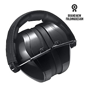 Pro For Sho All Terrain Safety Ear Protection - LARGER Size Foldable Ear Muffs Much Lighter Weight & Maximum Hearing Protection, Black