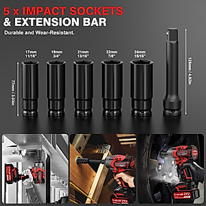 SundpeyPRO Cordless Impact Wrench 900Ft-lbs(1200N·m) - 21V 1/2" Brushless Power Impact Driver with 2 * 4.0Ah Batteries - 3200RPM High Torque Electric Impact Gun with Sockets & Fast Charger & Case