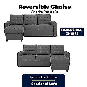 Serta Dreamlift Bakersfield Sectional Sofa Bed, Steel Grey