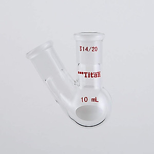ADAMAS-BETA Glass 5ml Heavy Wall 2 Neck Round Bottom Flask, with 14/20 Center and Side Standard Taper Outer Joint - 5ml